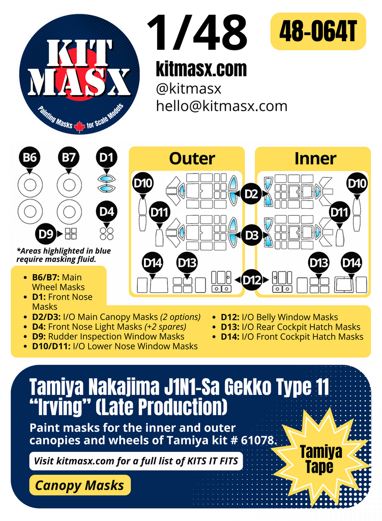 Tamiya Nakajima J1N1-Sa Gekko Type 11 "Irving" (Late Production) 1/48 ...
