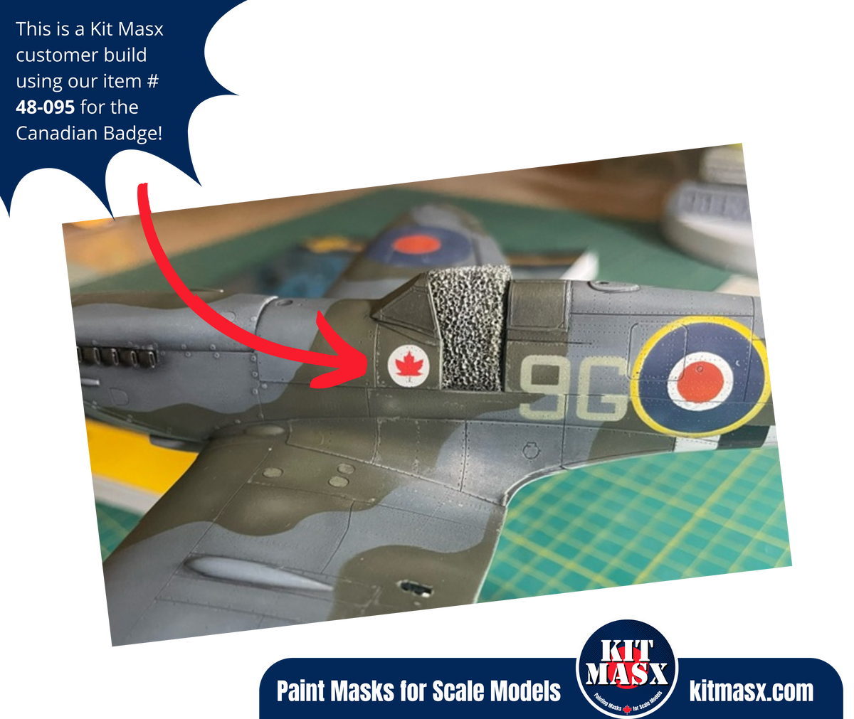 1943 Spitfire T.9-MJ627 Canadian Badge 1/48 National Insignia Paint Ma ...