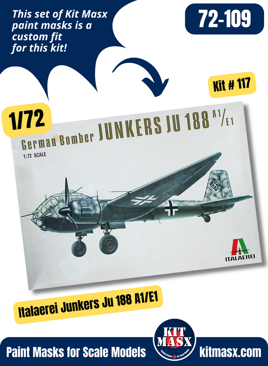 Italeri Junkers Ju-188 A1/A2/E1 1/72 Canopy & Wheel Paint Masks, Kit ...