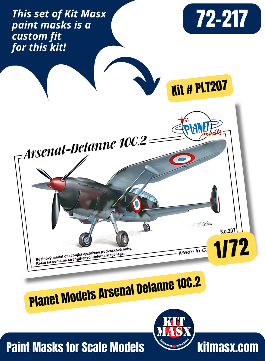 Planet Models Arsenal Delanne 10C.2 1/72 Canopy Paint Masks, Kit # PLT ...